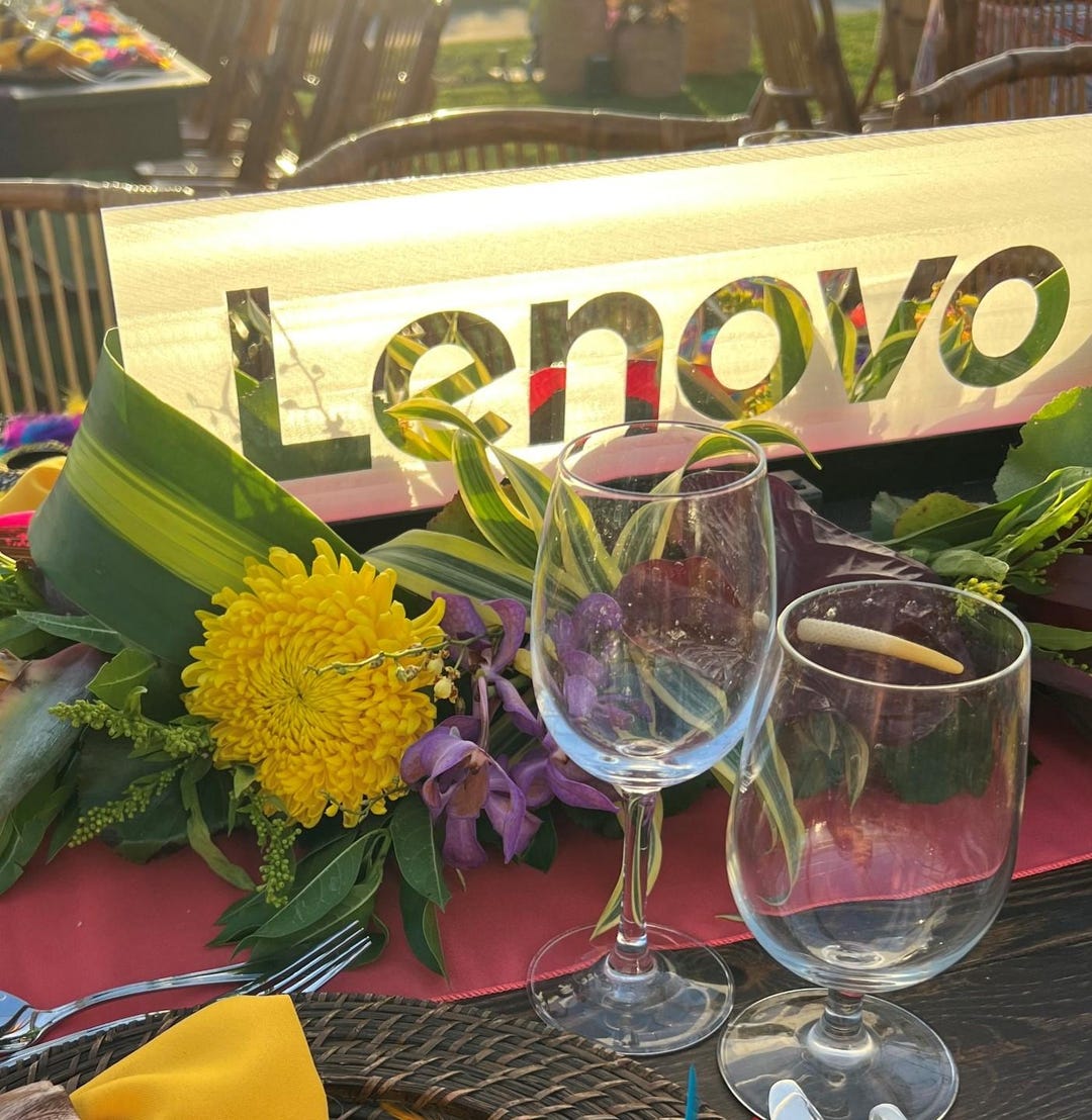 LED Elongated Sign Centerpiece - Long Illuminated Engraved Acrylic Sign ...