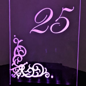 LED Table Number - Glowing Number - Illuminated and Engraved ...