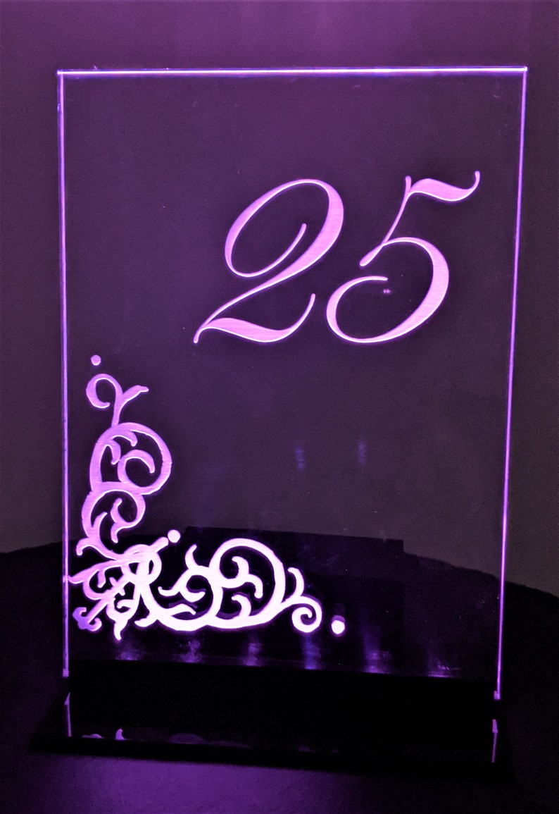 LED Table Number - Glowing Number - Illuminated and Engraved ...