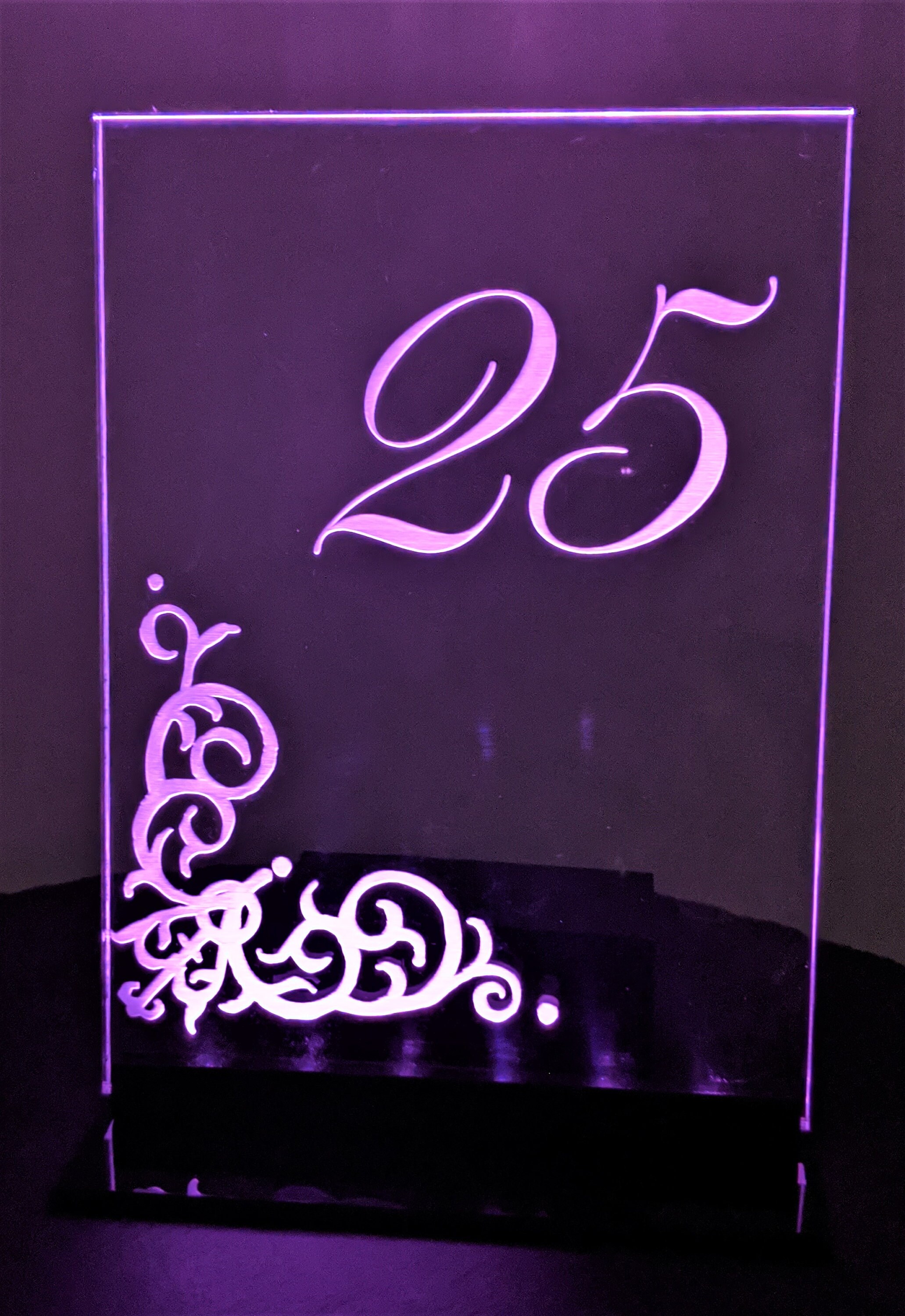 LED Table Number - Glowing Number - Illuminated and Engraved ...