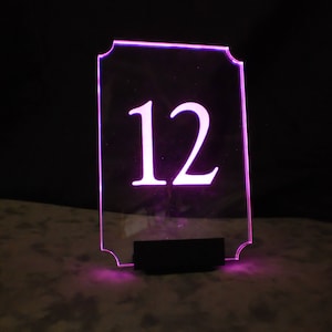 Table Number -- Illuminated - Engraved Acrylic - Etsy