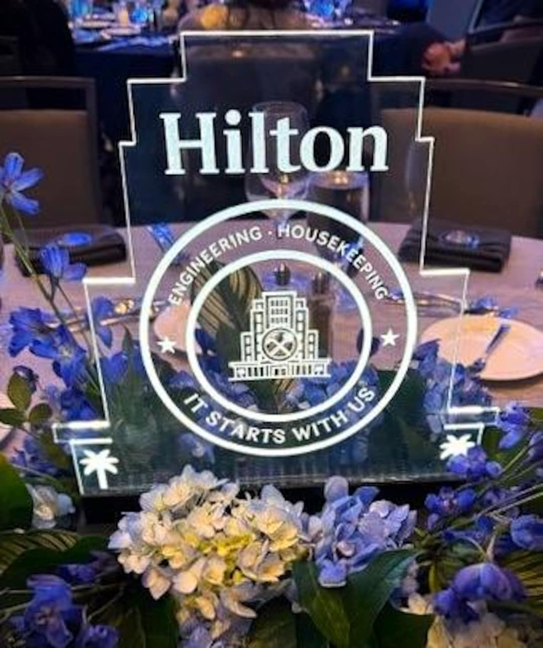 CORPORATE LOGO Illuminated Centerpiece - Corporate Branding - 12" Round ...