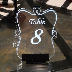 Table Number -- Illuminated - Engraved Acrylic - Etsy