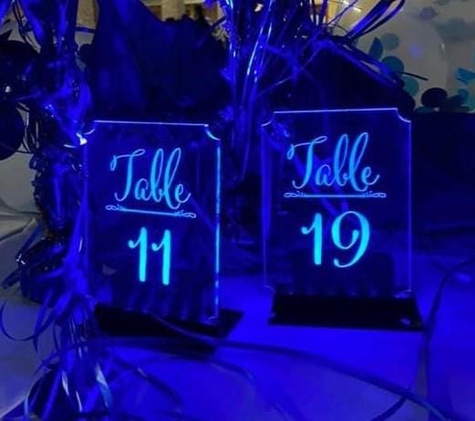 Romance Table Number - Lighted Number - Illuminated - Engraved Acrylic ...