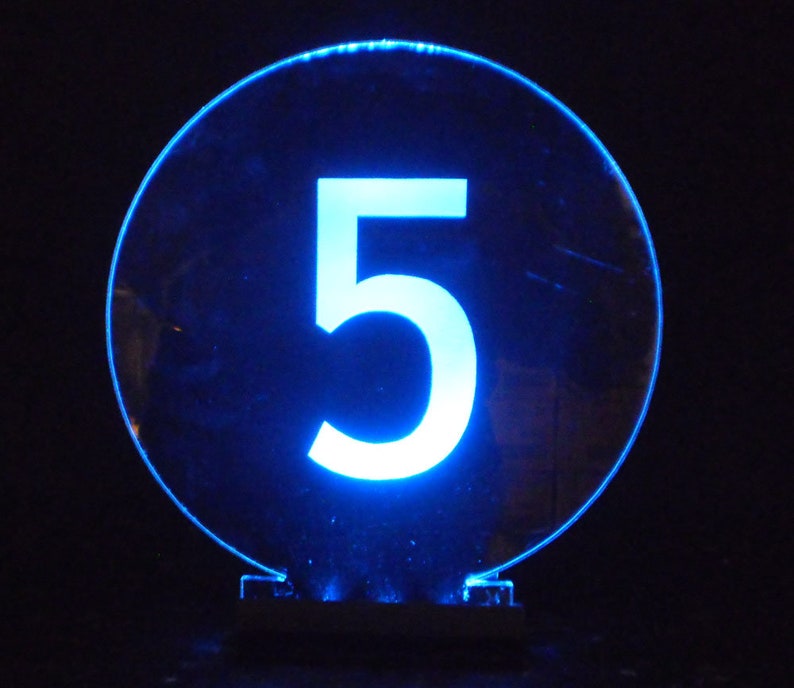 LED Table Number - Glowing Number - Illuminated and Engraved ...