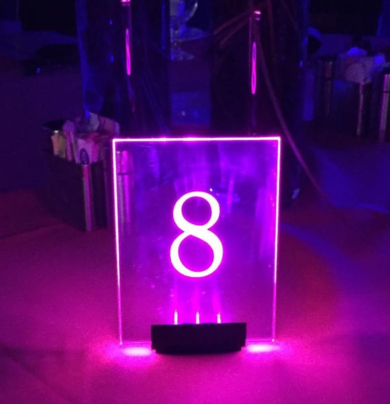 LED Table Number - Glowing Number - Illuminated and Engraved ...