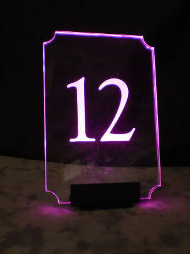 LED Table Number - Glowing Number - Illuminated and Engraved ...