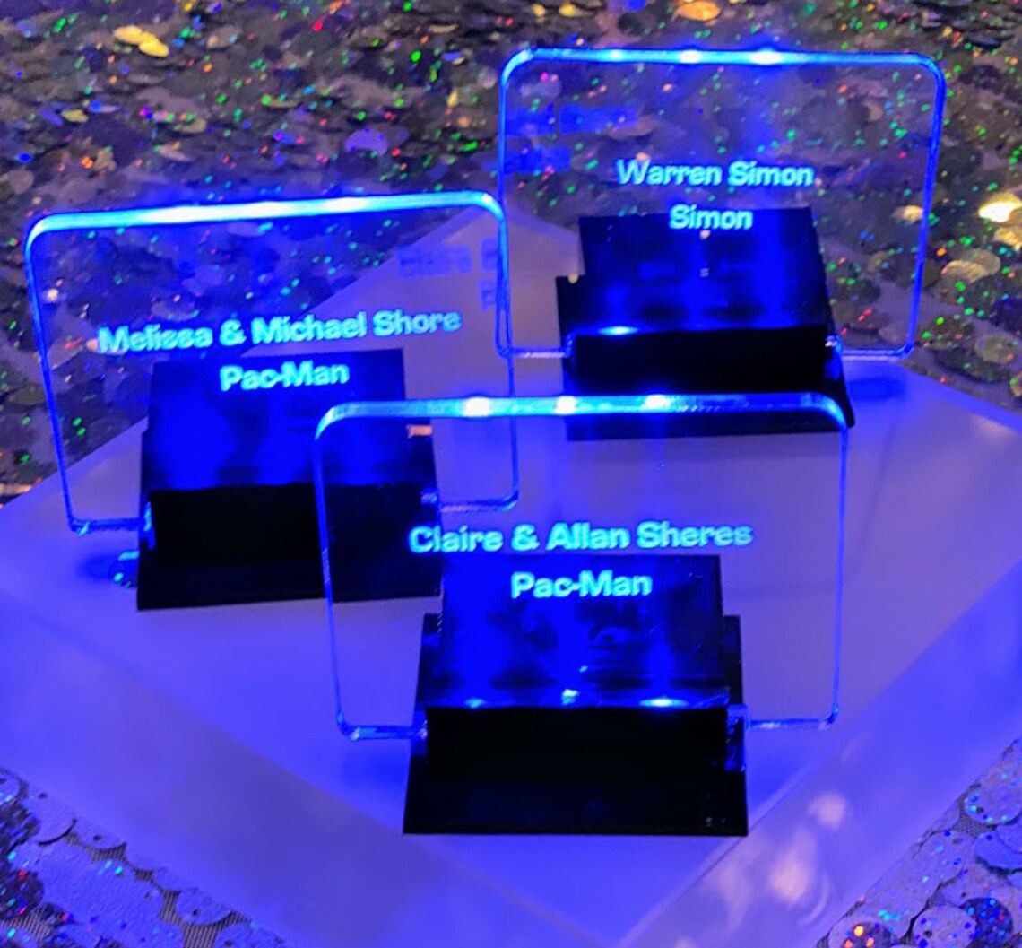 LED Place Card - Illuminated - Engraved - Custom Light up - Theme Bar ...