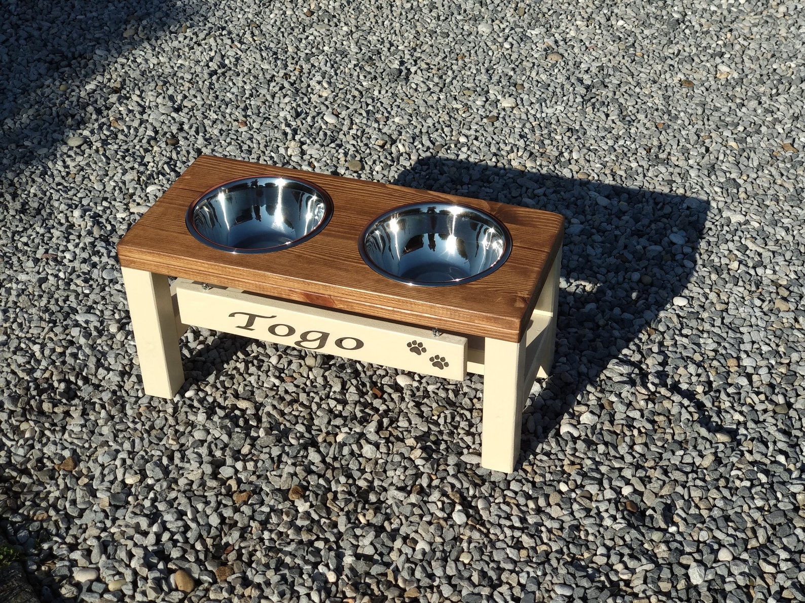 Large Dog Bowl Stand personalized Dog Bowl Stand Farmhouse Style Rustic ...