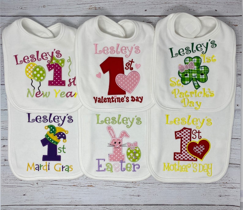 My First Holiday Bib Set, Holiday, Bib Set, Baby Bibs, Embroidered Bibs ...