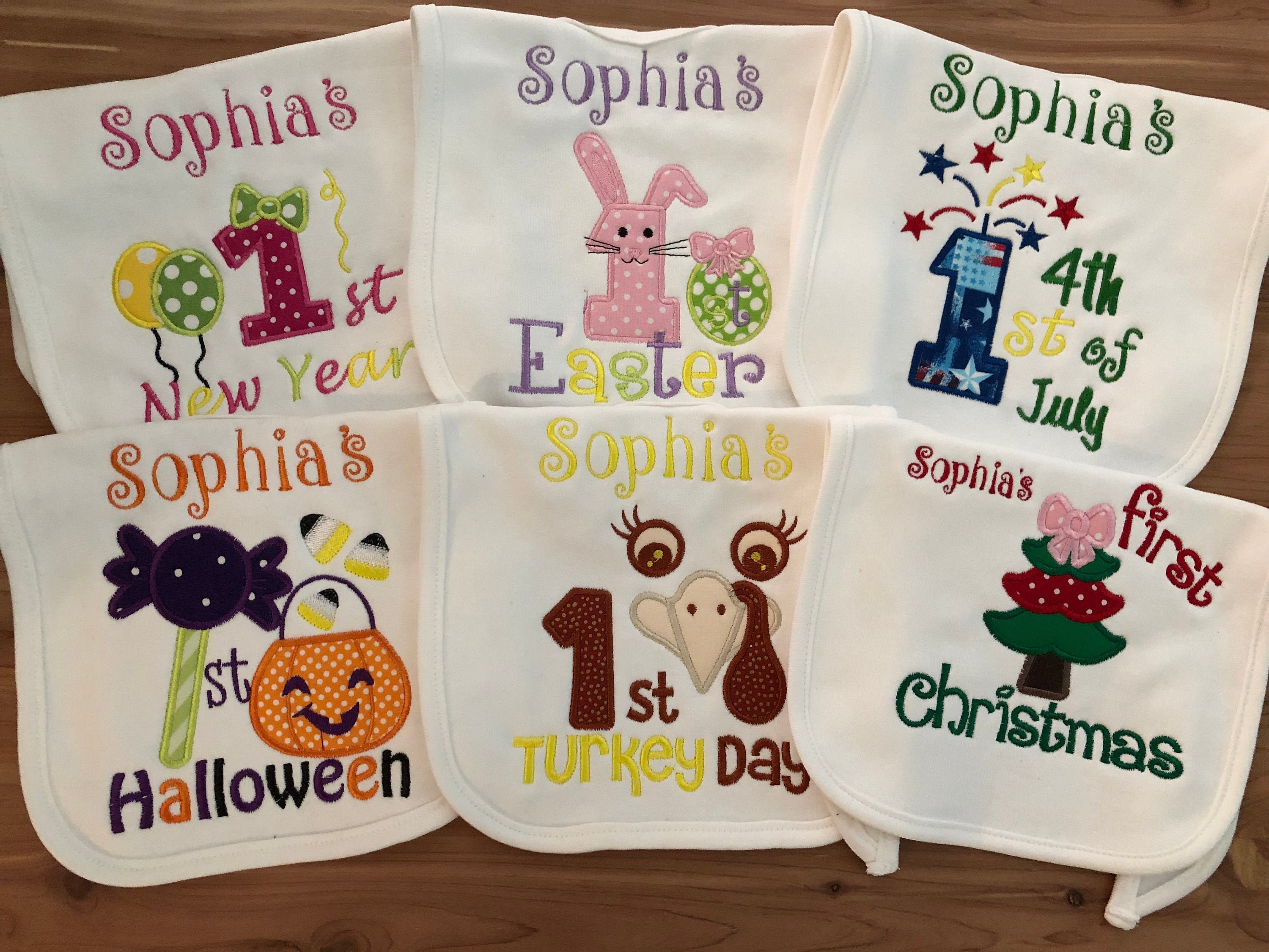 My First Holiday Bibs 6 Month Set, Holiday, Bib Set, Baby Bib Set ...