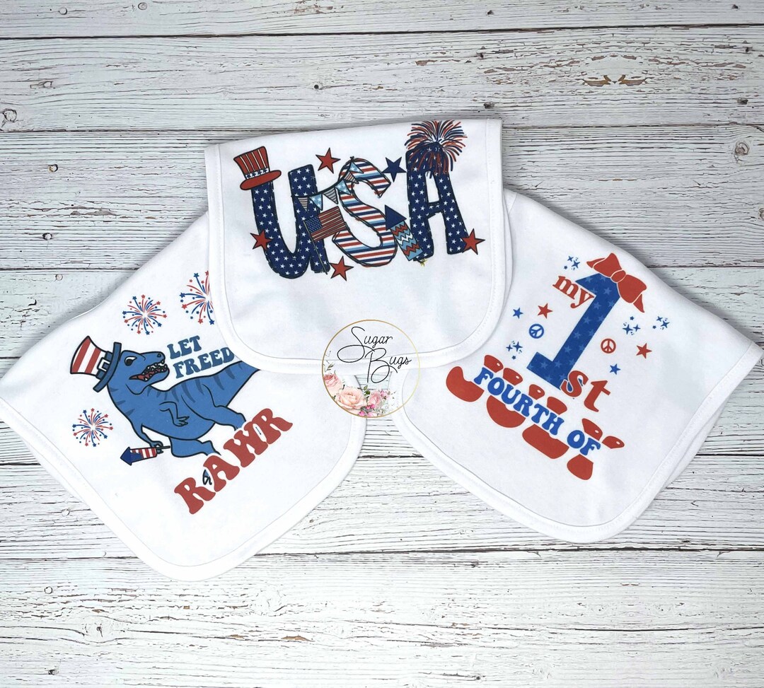 Patriotic Bib Set, 3 Bib Set, Sublimated Bib Set, 4th of July ...