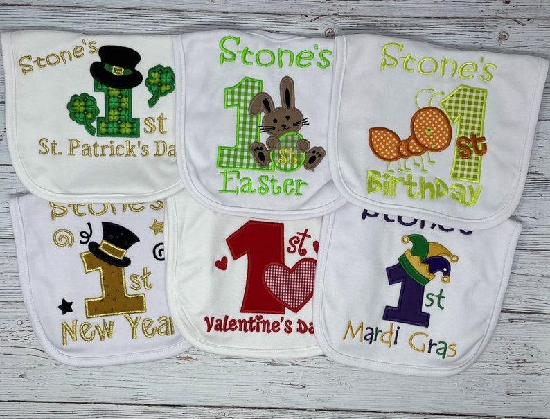 My First Holiday Bib Set, Holiday, Bib Set, Baby Bibs, Embroidered Bibs ...