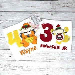 Bowser or Bowser Jr. Appliqued Shirt, Applique, Embroidered Shirt, Boys ...