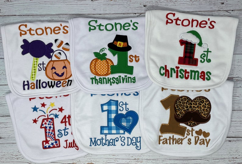 My First Holiday Bib Set Holiday Bib Set Baby Bibs - Etsy