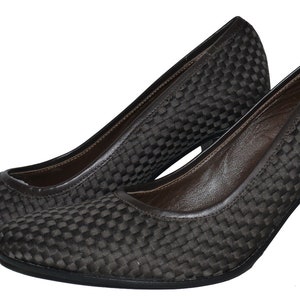 Vintage 1990's Luc Berjen Brown Ibis Woven Heeled Court Shoe - Etsy
