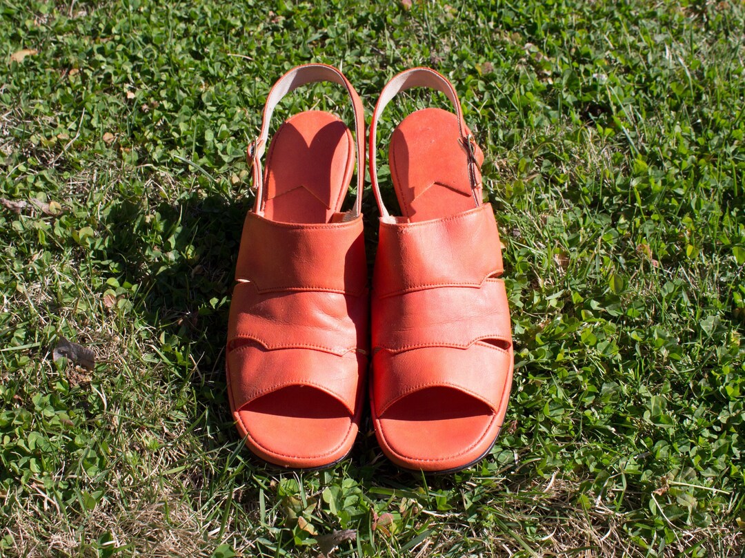 Red Vintage Slingback Sandals W/ Heel - Etsy