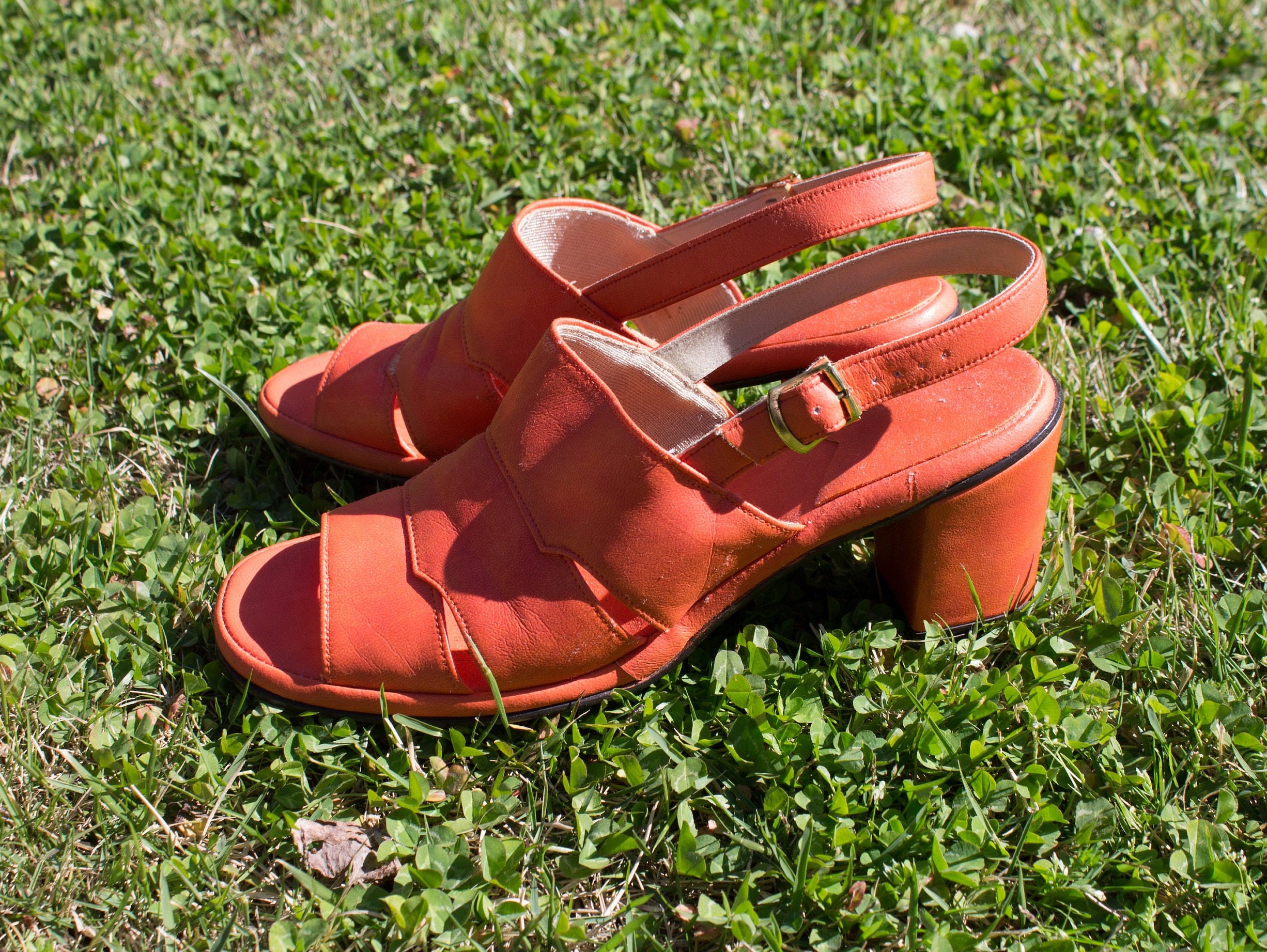 Red Vintage Slingback Sandals W/ Heel - Etsy