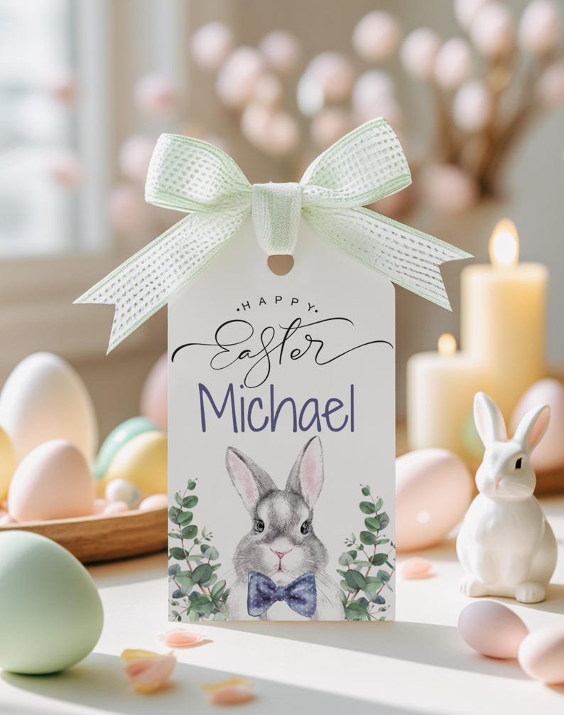 Printable Easter Bunny Gift Tags: DIY Party Favors (2x3.25in, Digital ...