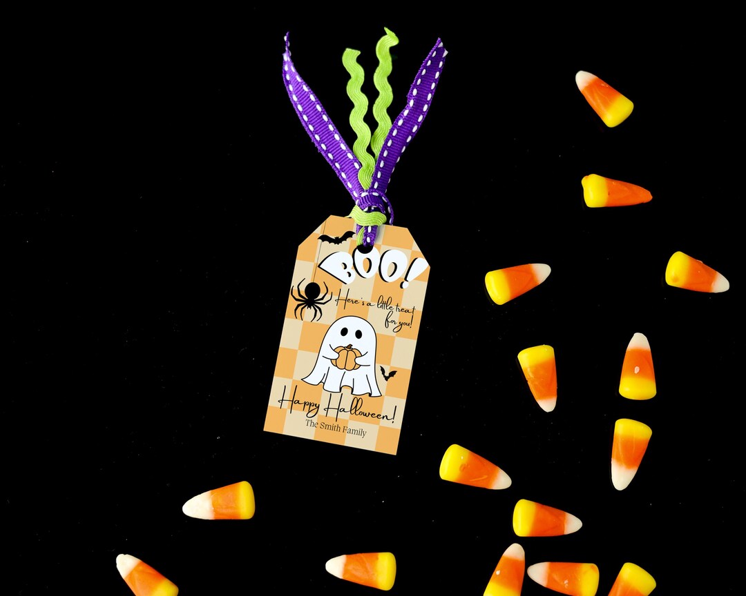 Editable Boo Halloween Gift Tag Template: Canva Printable Treat Tag ...