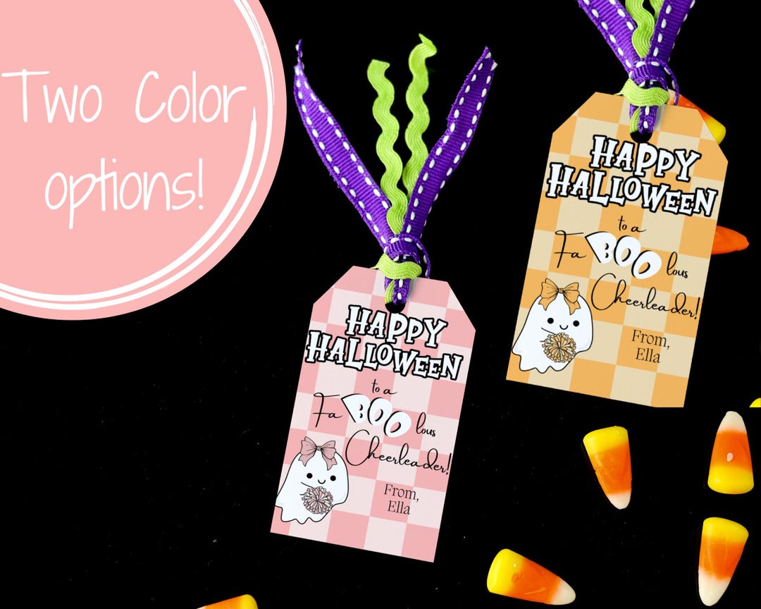 Editable Cheerleader Halloween Gift Tag Template: Faboolous Canva ...