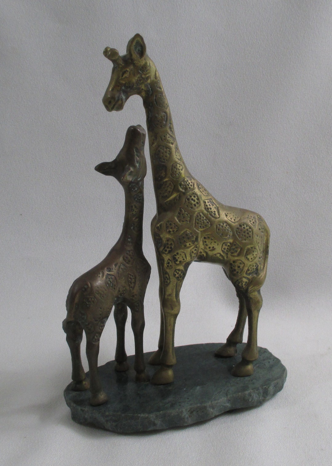 Vintage Handmade Engraved Brass Mother & Calf Giraffe Figurines on ...