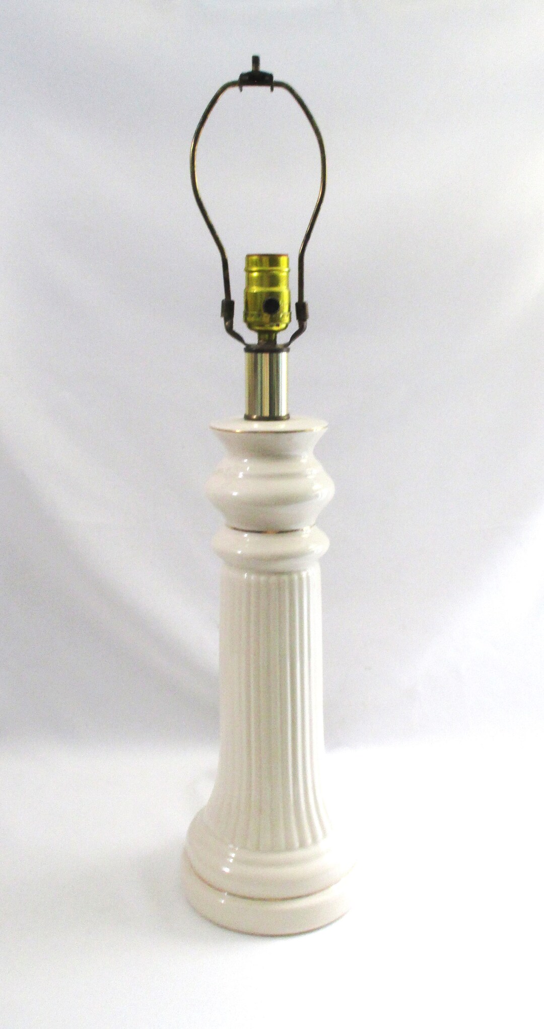 Elegant Vintage Greek Column Style White Ceramic Table Lamp W/gold Pin ...