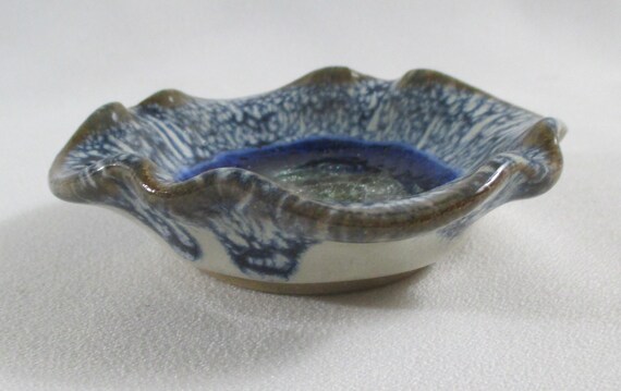 Rare Vintage Tiny Studio Art Pottery Ruffle Rim Salt … - Gem