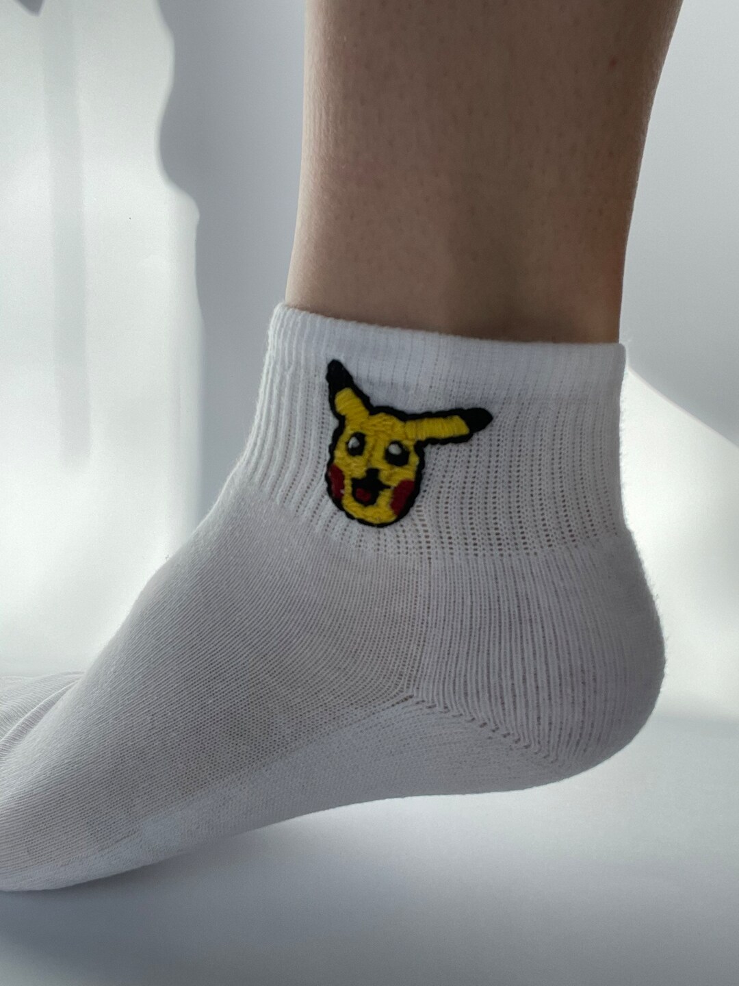 Pikachu Socks, Pokeball Socks, Embroidery Socks - Etsy