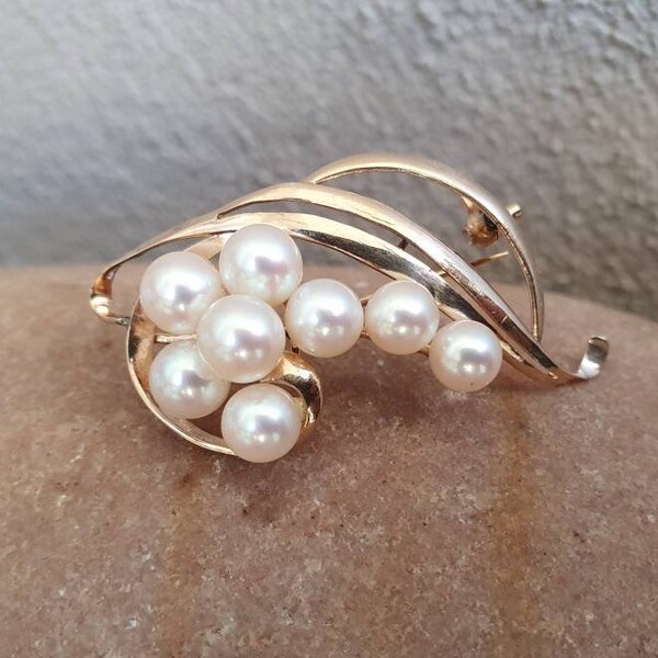 Gold Pearl Brooch - Etsy