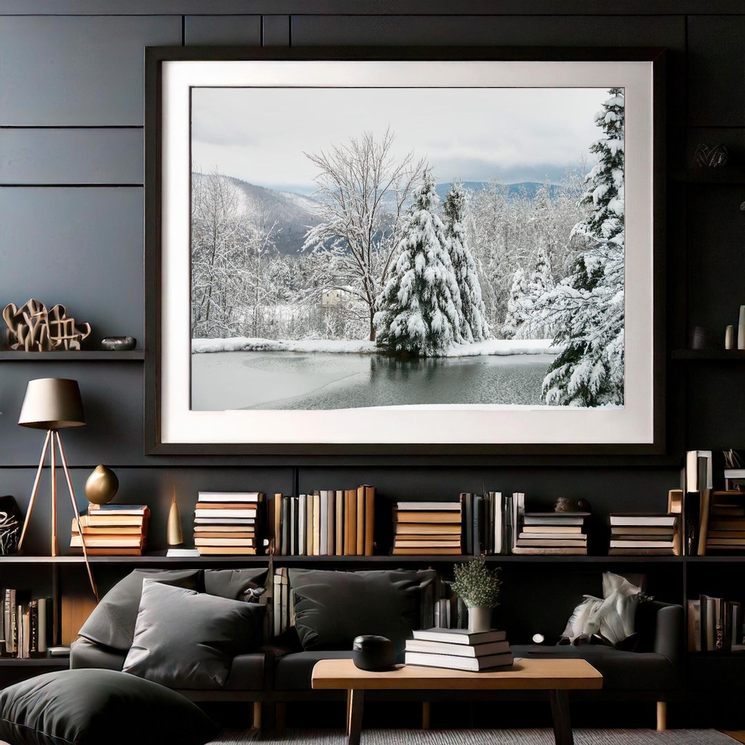 Instant Download- Colebrook Mountains & Pond, Winter Landscape, Snowy ...