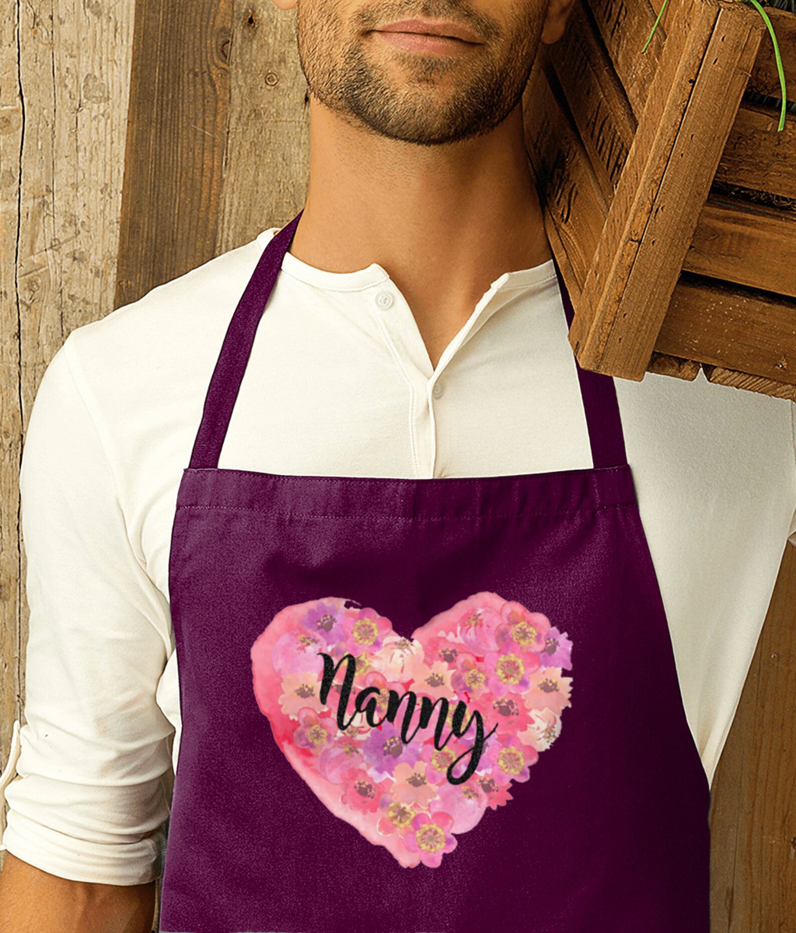 Pink Floral Heart Nanny Premier Cotton Apron - Etsy