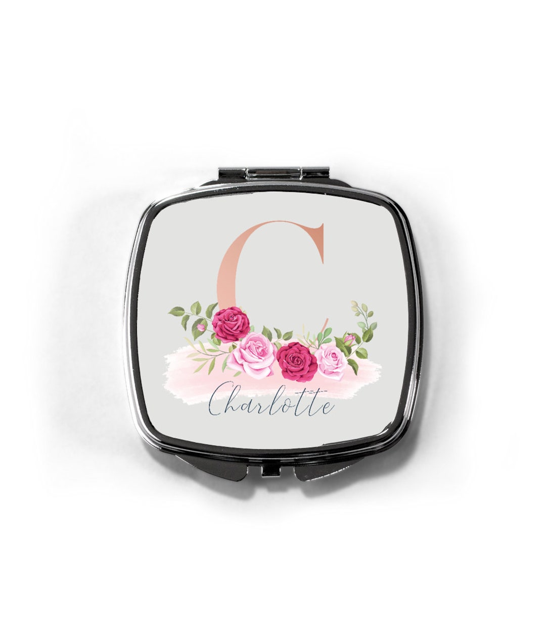 Personalised Initial Floral Compact Mirror - Etsy