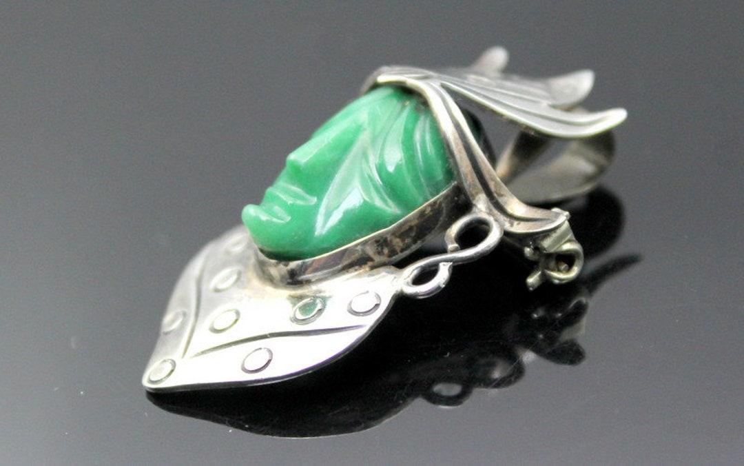 GIFT IDEA! Vintage Mexican Jade Aztec Masks Sterling Silver Pendant ...