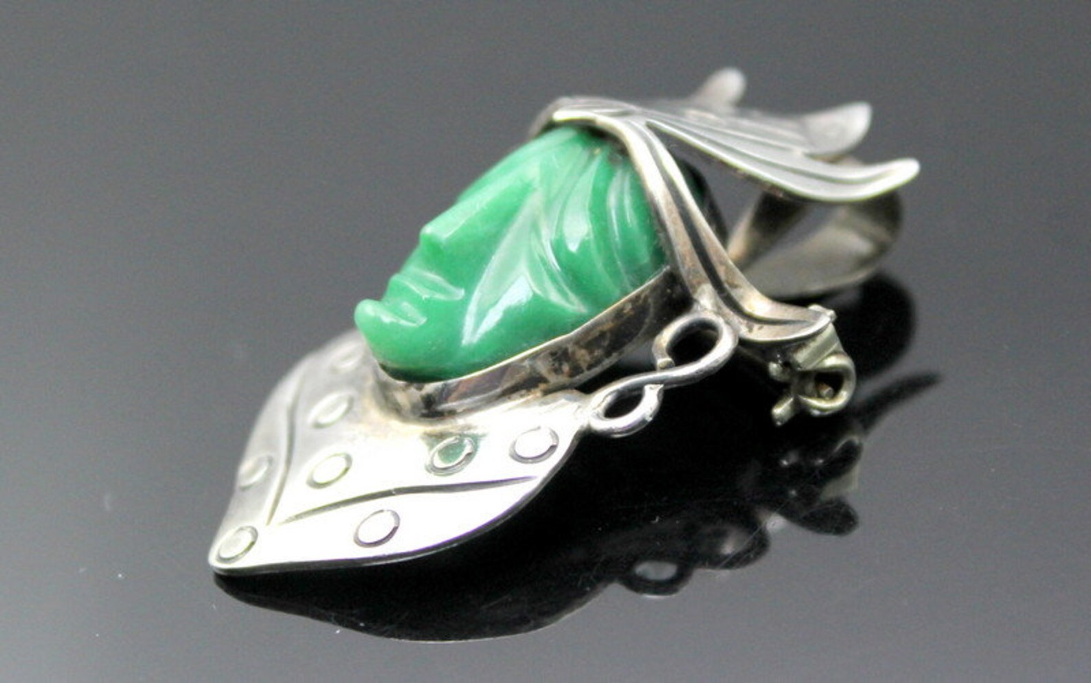 GIFT IDEA! Vintage Mexican Jade Aztec Masks Sterling Silver Pendant ...