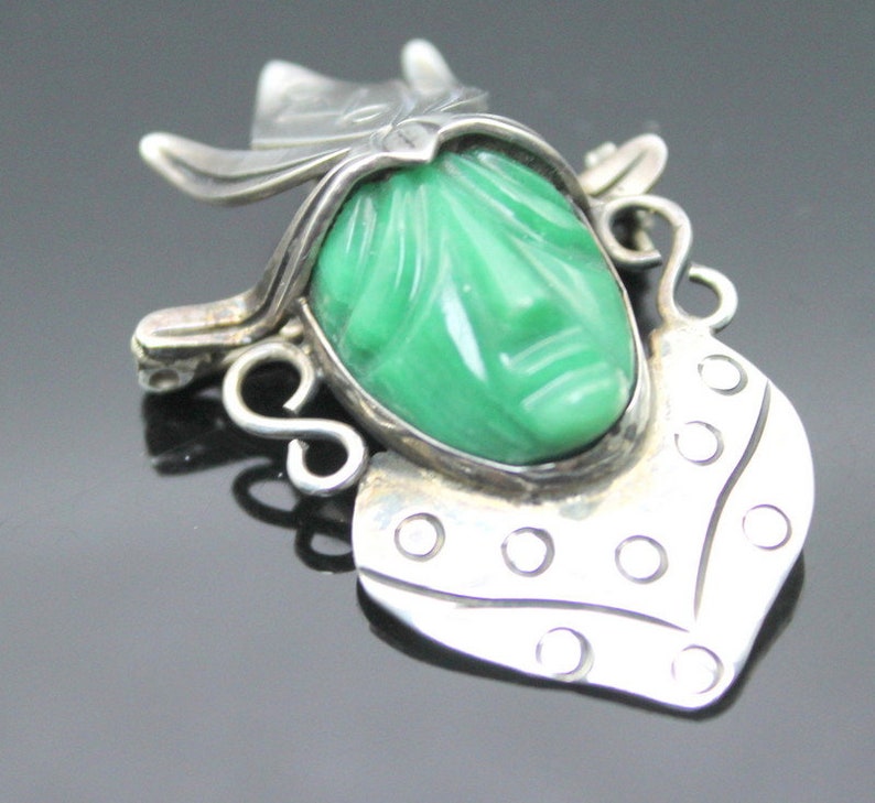 GIFT IDEA! Vintage Mexican Jade Aztec Masks Sterling Silver Pendant ...