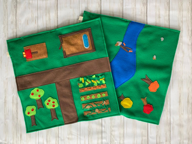 REVERSIBLE Homestead/River play mat farming playscape river | Etsy