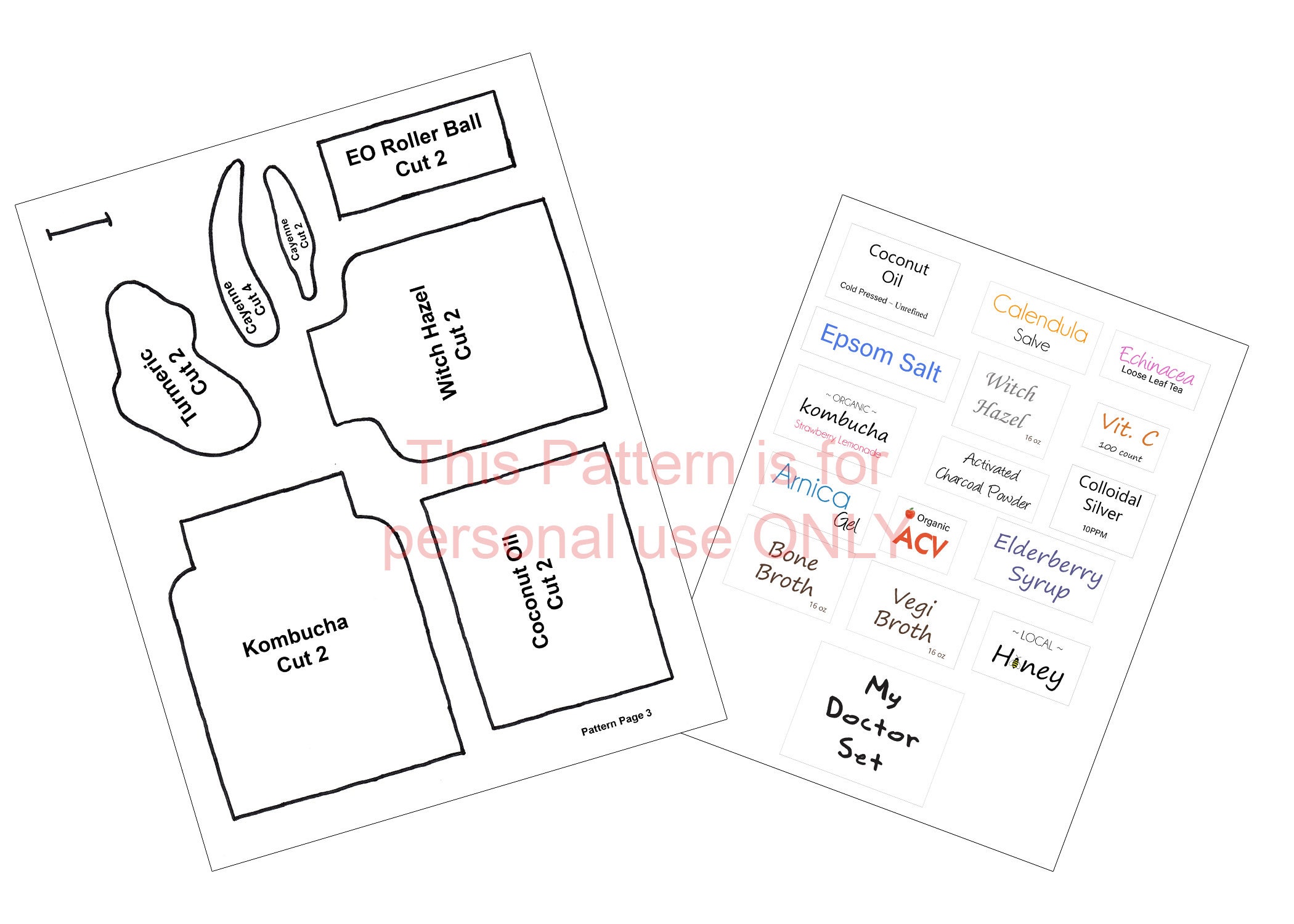 Digital PATTERN, Felt Pretend Play Dr Set, Holistic Doctor, Childrens ...