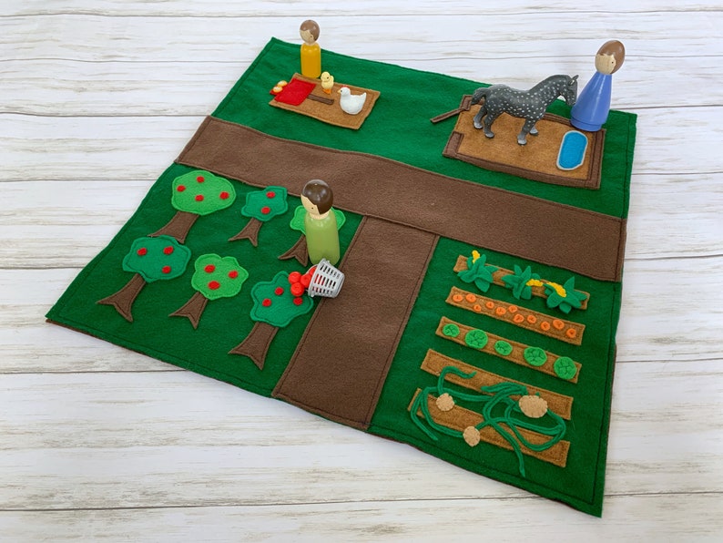 REVERSIBLE Homestead/River play mat farming playscape river | Etsy
