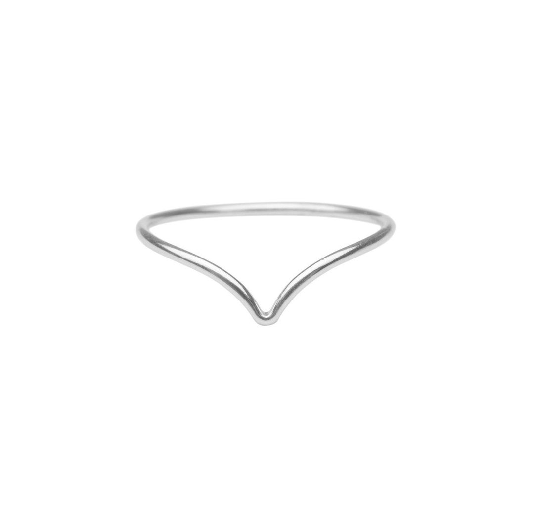 Sterling Silver Chevron Ring: Dainty Stackable Band - Etsy