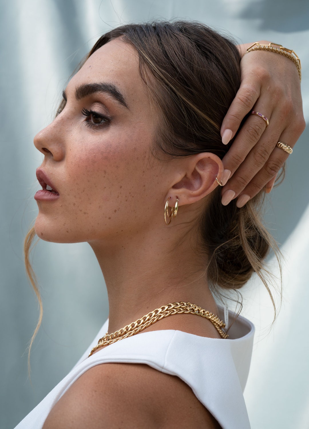 14k Solid Gold Endless Hoops, Gold Hoops, 14k Gold Hoops, Endless Gold ...