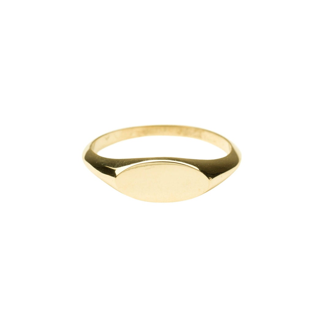 14k Gold Oval Signet Ring, Gold Signet Ring, 14k Solid Gold Ring ...