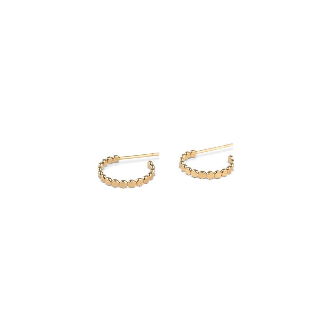 Gold Filled Flat Beaded Post Hoops - Etsy