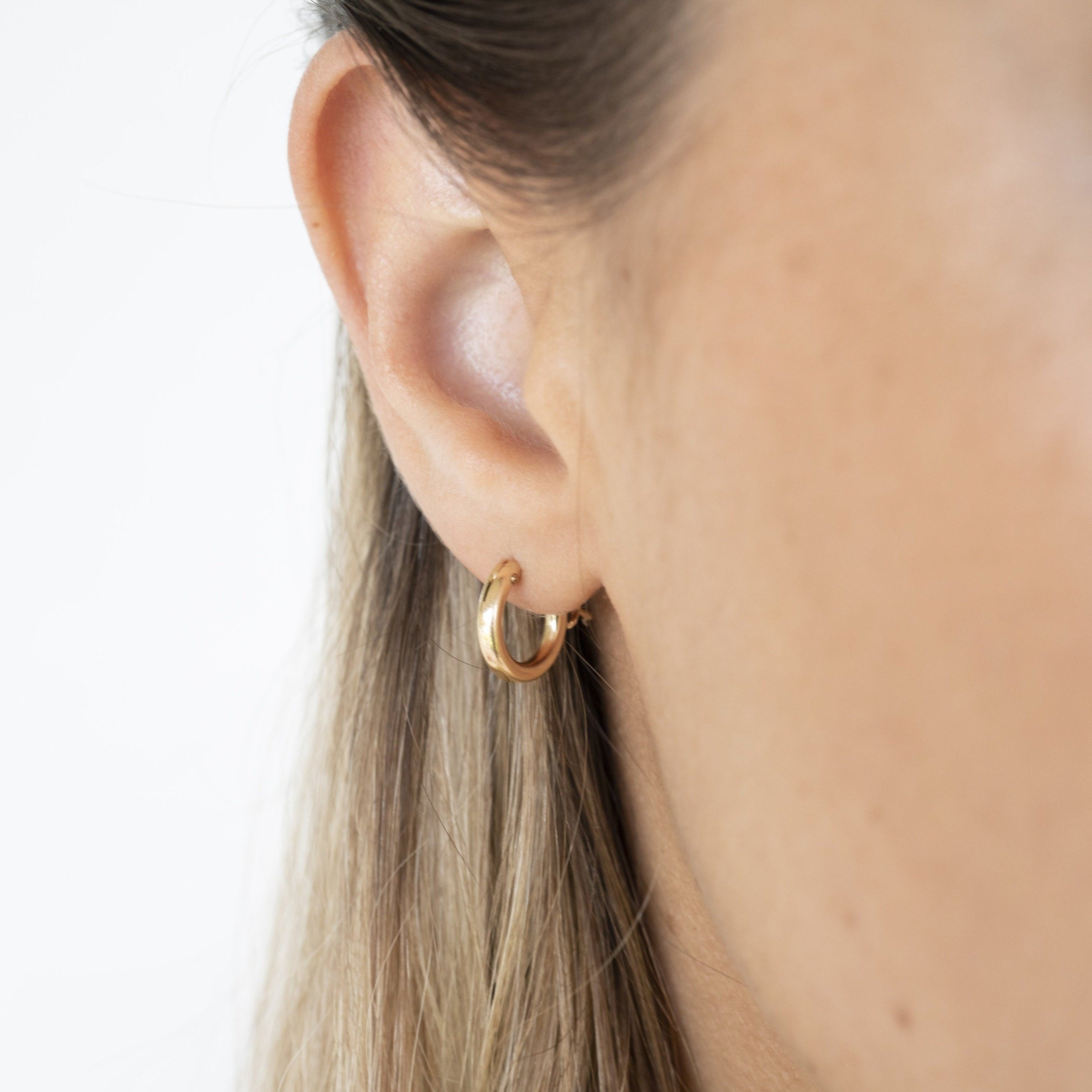 Gold Clasp Hoops 12mm Lightweight Hoops Clasp Hoops | Etsy