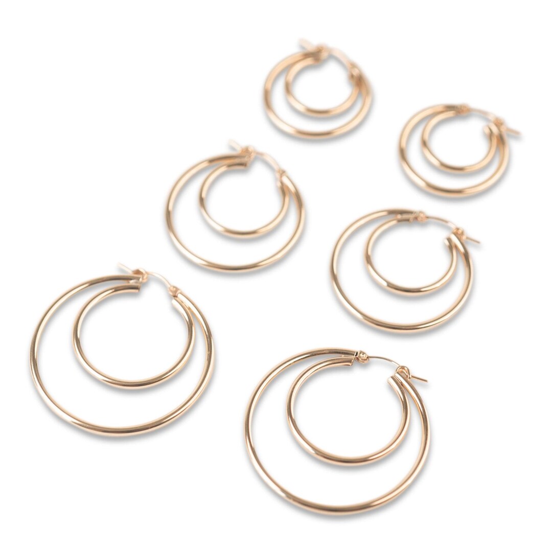 Gold Filled Double Clasp Hoops - Etsy