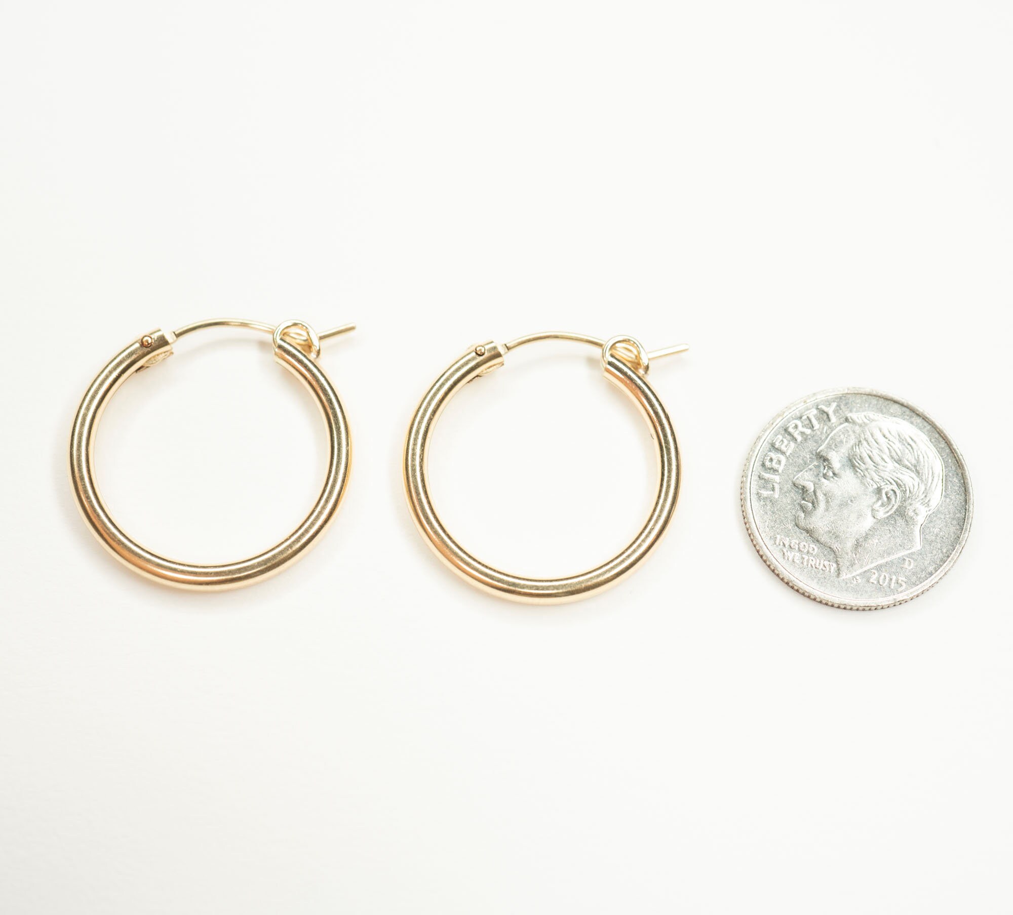 Gold Clasp Hoops 18mm Lightweight Hoops Clasp Hoops | Etsy