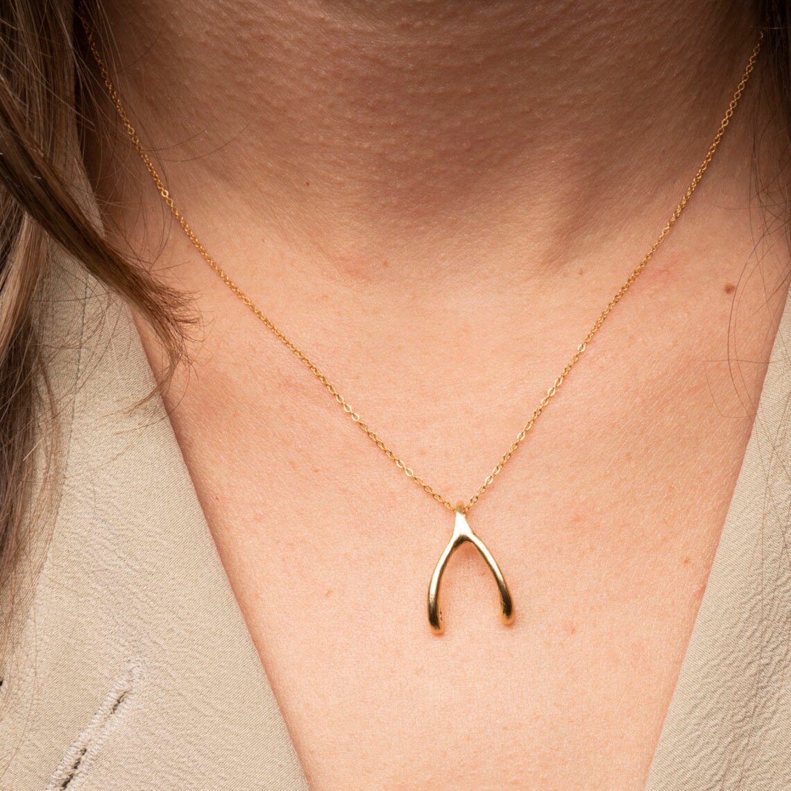 14k Gold Filled Wishbone Necklace: Simple Layering Necklace - Etsy