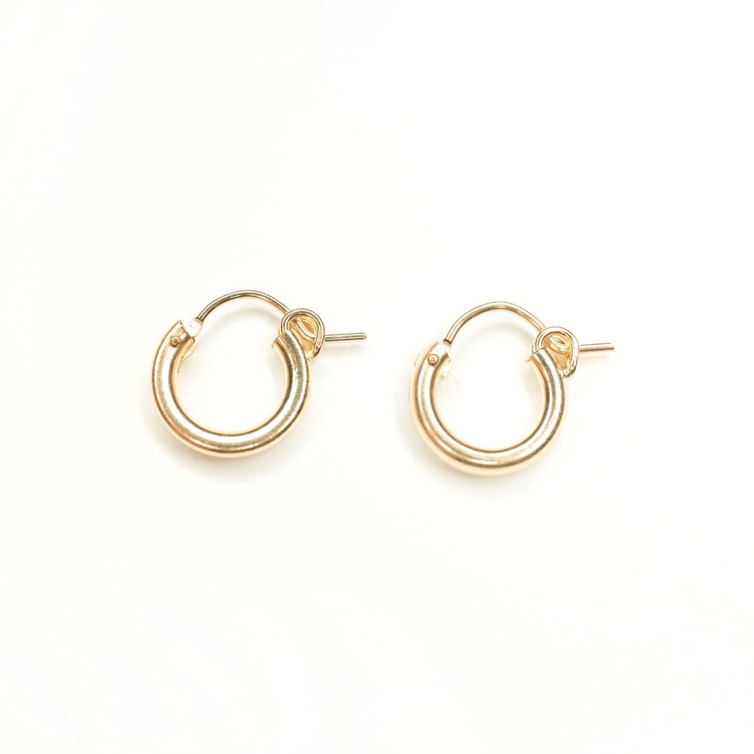 14k Gold Filled Hoop Earrings: Lightweight Clasp Hoops, 12mm - Etsy