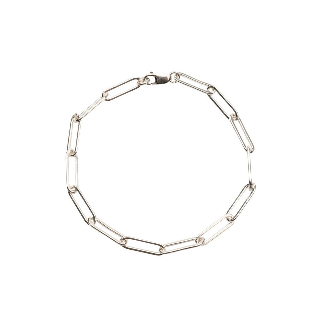 Sterling Silver Rectangle Link Bracelet - XL Chain - Etsy