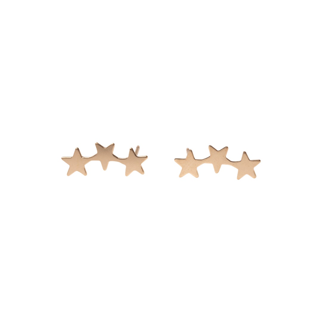 Gold Tri-star Earrings, Gold Filled Studs ,cute Gold Studs, Gold Filled ...